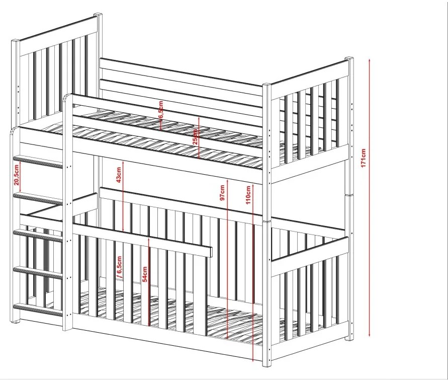 Legno Dětská patrová postel Kryštof šedá Rozměr (cm): 80x180