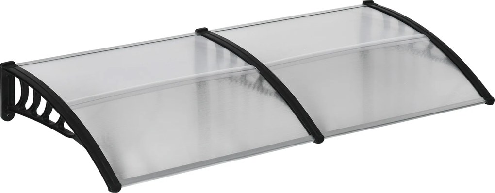 Outsunny stříška na vchodové dveře 200 x 96 x 27 cm stříška s UV ochranou, ochrana proti dešti ochrana proti slunci pro venkovní použití hliníková če…