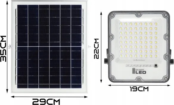 LED Stmívatelný solární reflektor LED/100W/3,2V 5000K 10500 mAh IP65 černá + DO