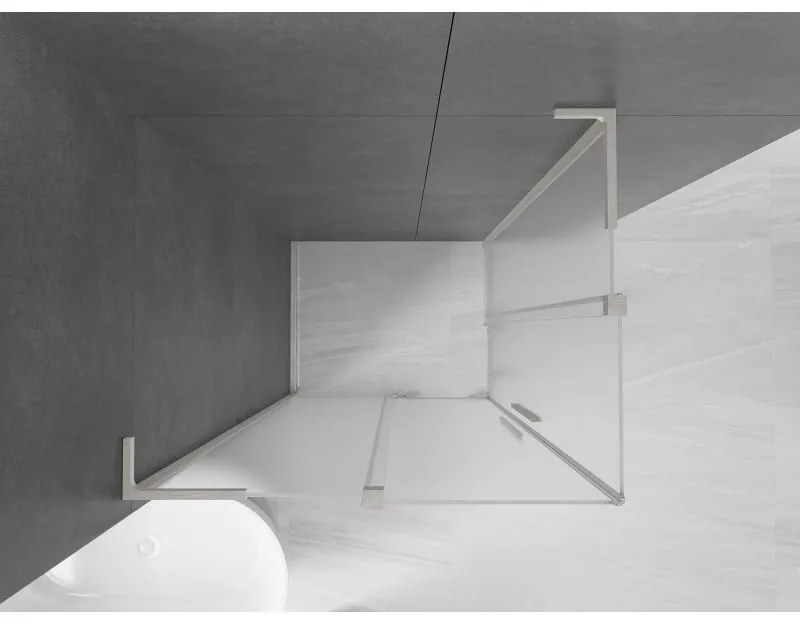 Mexen Velar L Duo, sprchový kout s posuvnými dveřmi 100 x 90 cm, 8mm sklo námraza, broušená ocel, 871-100-090-02-33-97
