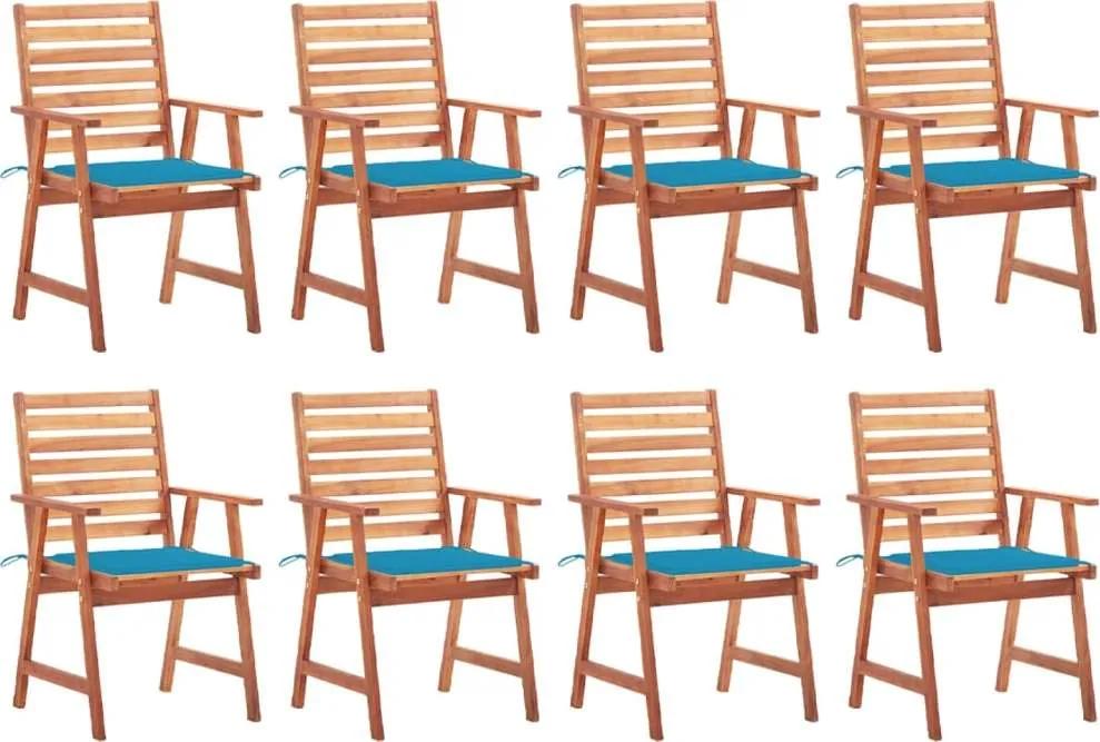 vidaXL Zahradní jídelní židle 8 ks s poduškami masivní akáciové dřevo [3078378] Barva: krémová