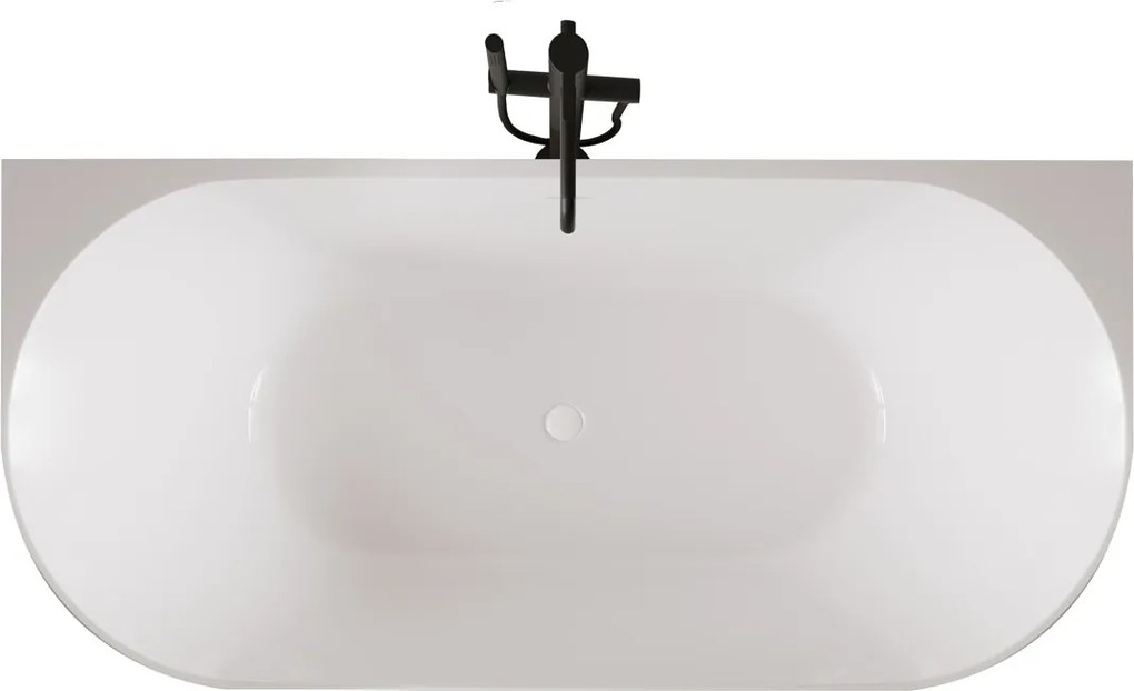 Erga Norah Slim, volně stojící vana ke stěně 170x70 cm + odtoková zátka, bílá lesklá, ERG-NORAH-SLIM-170070-WH-WH