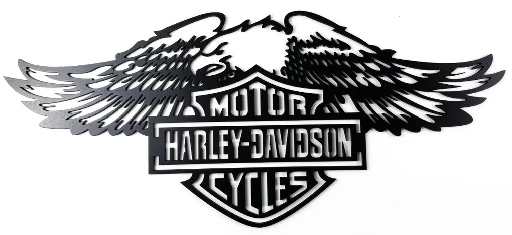 Živá Zeď Dřevěná nástěnná dekorace Harley Davidson orel černý