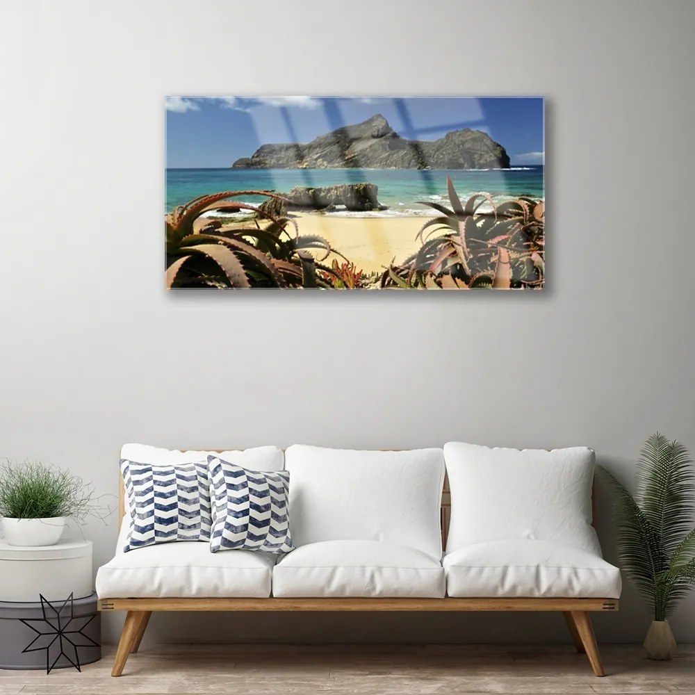 akrylový obraz Pláž Moře Skála Krajina 100x50 cm