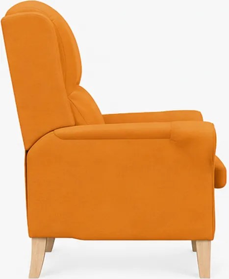 relaxační křeslo, odpočinkové, ušák, dřevo/textil, 101x95x75 cm, přírodní/oranžovožlutá, Dekorino KR20260042