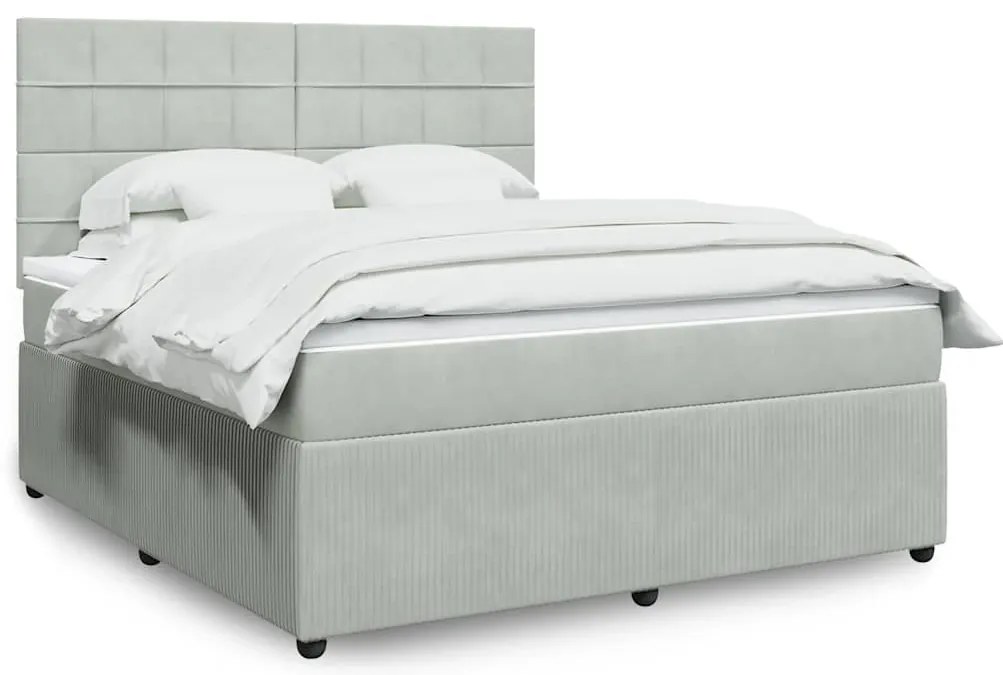 Box spring postel s matrací světle šedá 180x200 cm samet 3294706