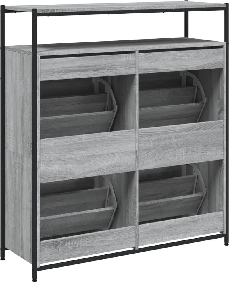 Botník se 4 výklopnými zásuvkami šedý sonoma 100 x 34 x 112 cm 3214416