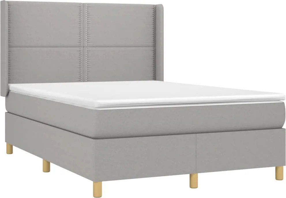 Box spring postel s matrací a LED světle šedá 140x200 cm textil 3138797