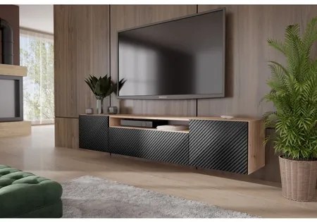 Závěsný televizní stolek RTV Neo 180 cm Dub artisan - černá