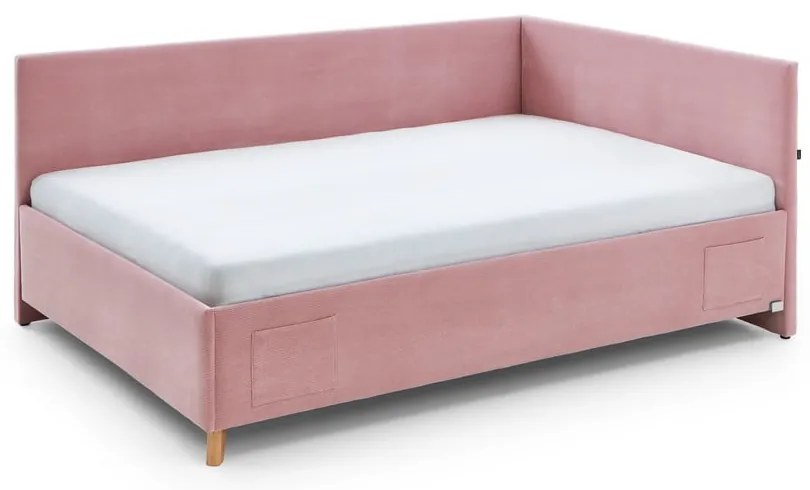 Růžová čalouněná rohová dětská postel bez roštu 140x200 cm Cool – Meise Möbel Biano.cz