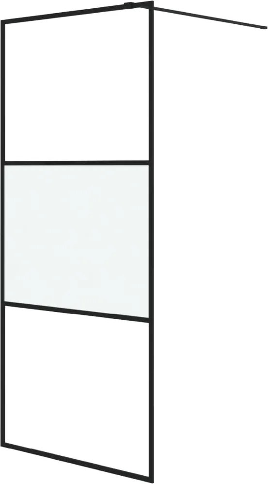 Sprchová zástěna walk-in černá 90x195 cm napůl mléčné ESG sklo 152106