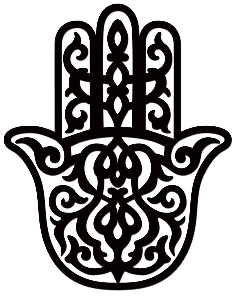 Dřevěný obraz HAMSA II Zvolte rozměr (cm): 32x40, Zvolte barvu dekoru: Černá
