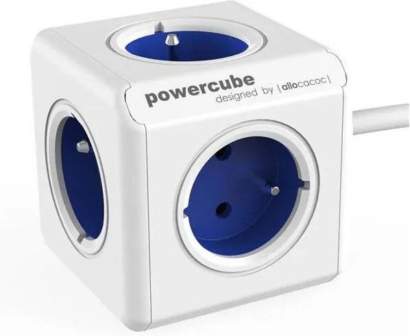 Powercube Extended, 5x zásuvka, 1,5m bílý/modrý