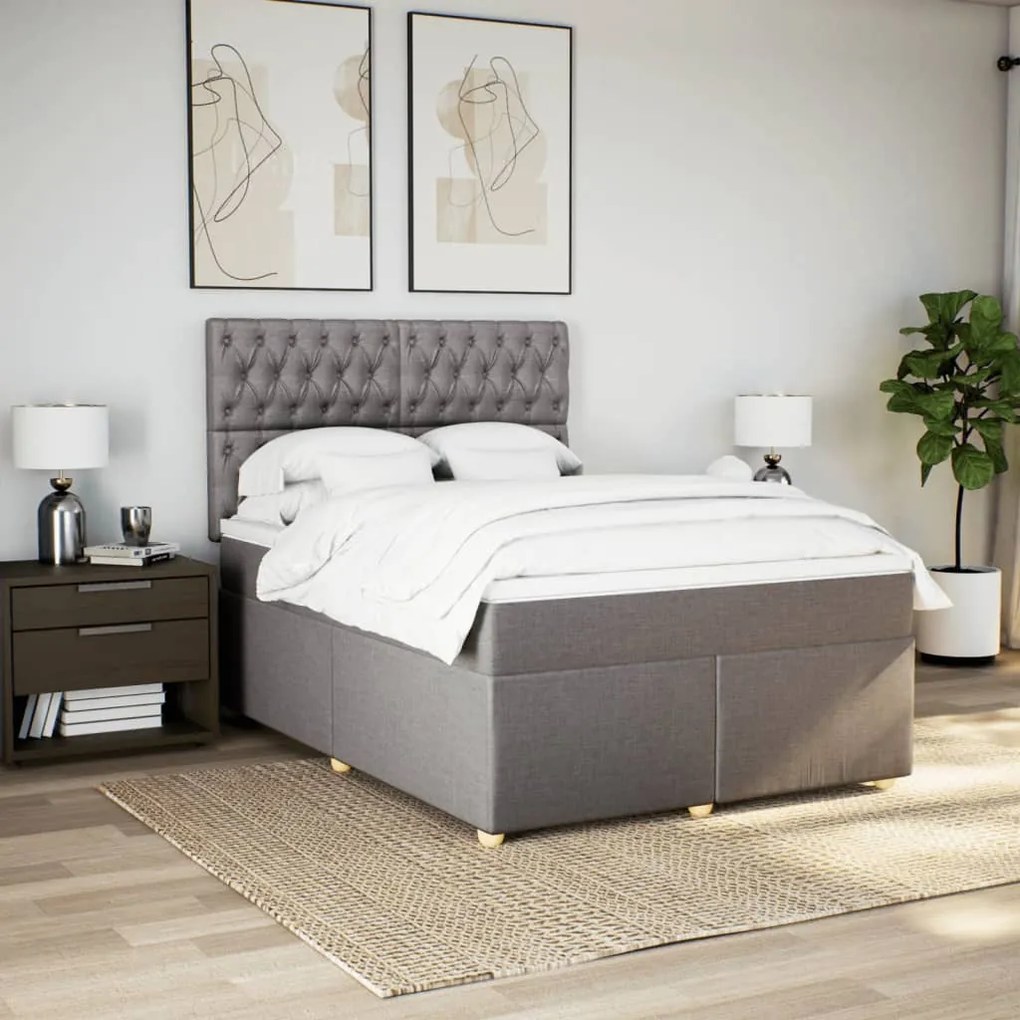Box spring postel s matrací taupe 160x200 cm textil 3293642