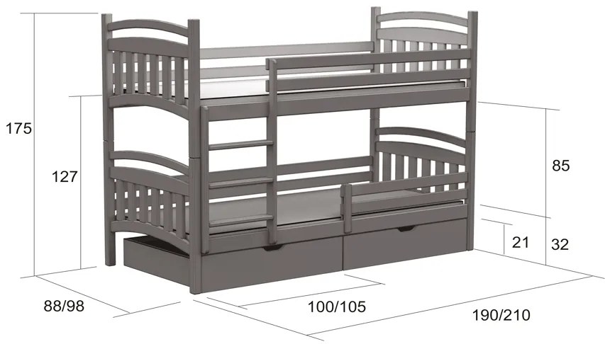Bradop Patrová postel Matýsek L906 s úložným prostorem | Rozměr: 90 - Šířka matrace 90
