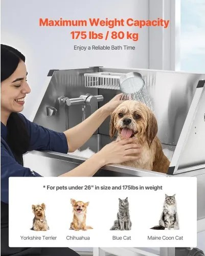 86,4 cm nerezová mycí stanice pro psy VEVOR