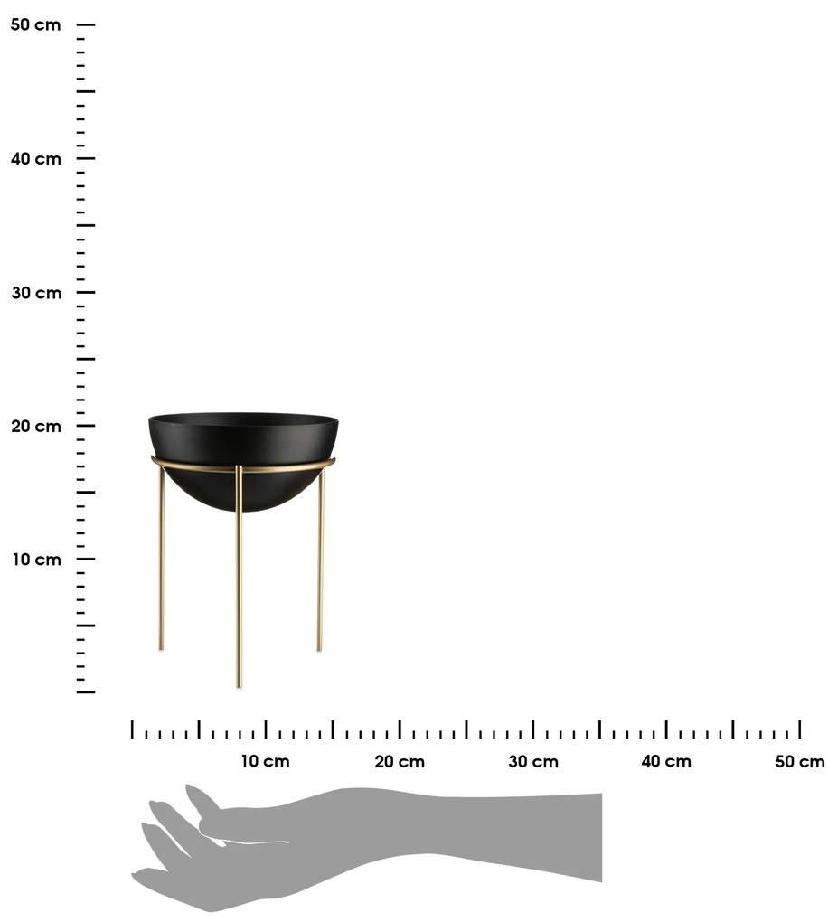 KOVOVÝ KVĚTINÁČ SE STOJÁNEM LOFT 20X15 CM ČERNÁ/ZLATÁ