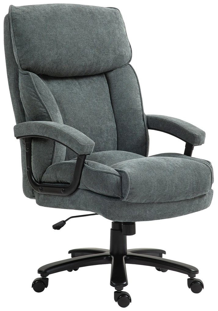 HOMCOM Kancelářská židle HOMCOM, ergonomická kancelářská židle s houpací funkcí, lněný vzhled, výškově nastavitelná židle k PC s funkcí otáčení, siln…