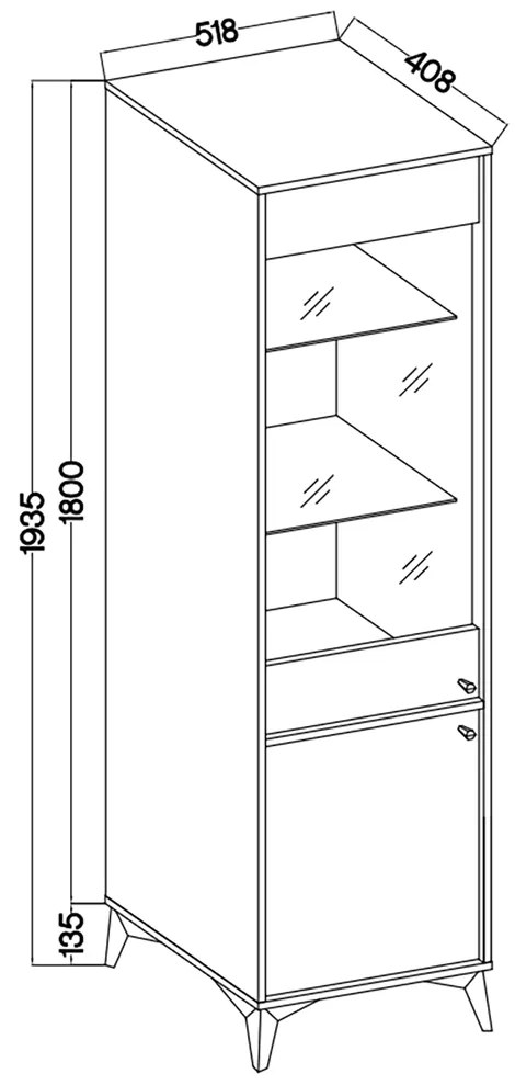 TOKYO 1 e | vitrína 101 | 51,8 cm | eukalyptová/černá