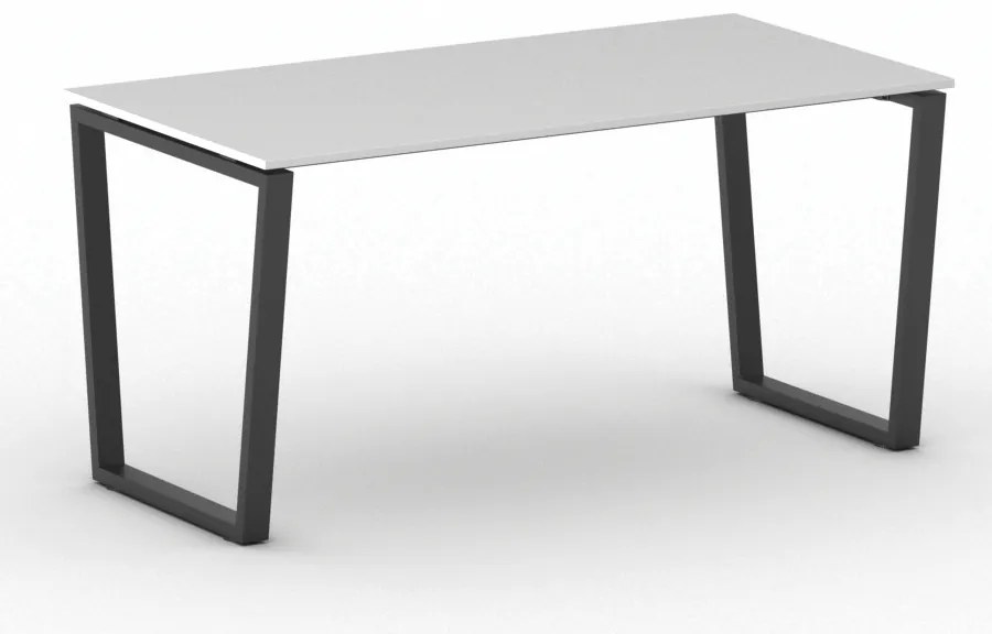 Kancelářský stůl PRIMO IMPRESS, 160x80 cm, černá podnož, bílá