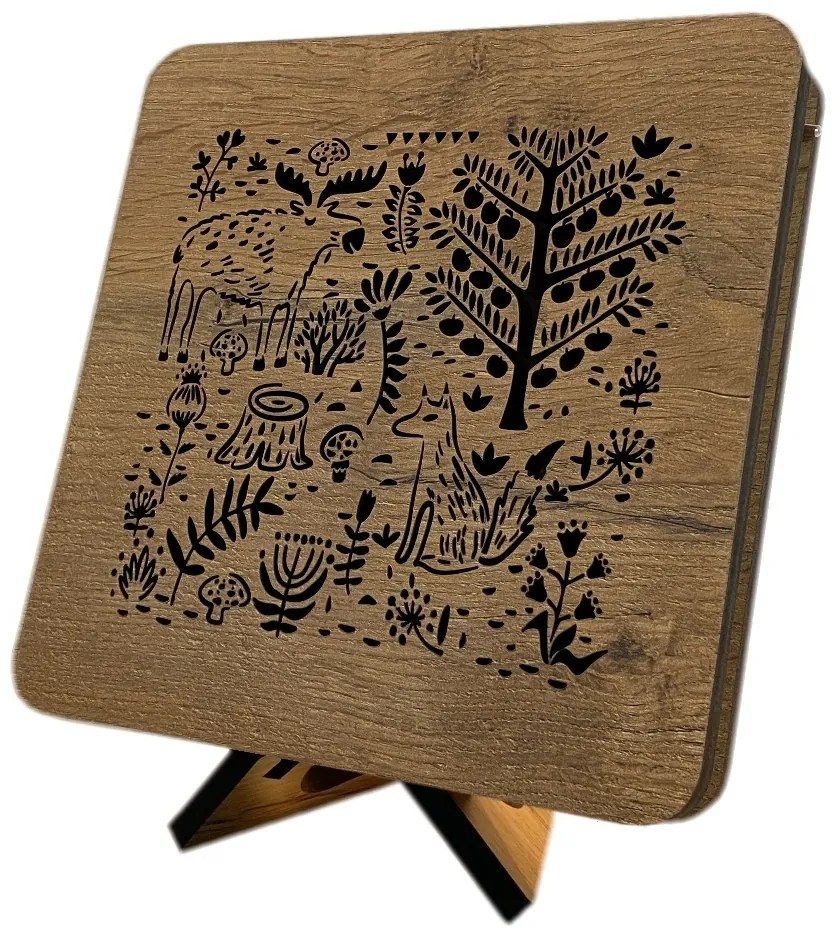 Li-Go "Les s liškou"  lampa 19x19cm provedení povrchu: dub světlý