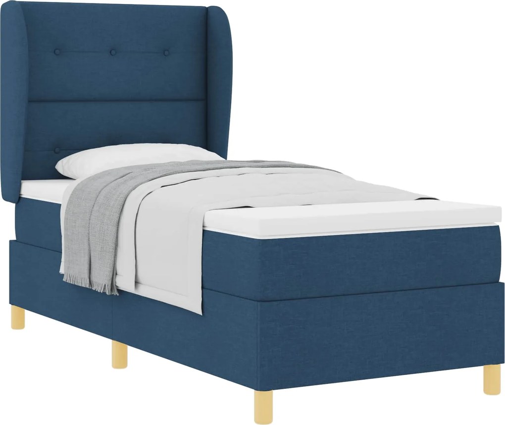 Postel s boxspringem s čelo Modrá 200 x 80 cm textil 3340724