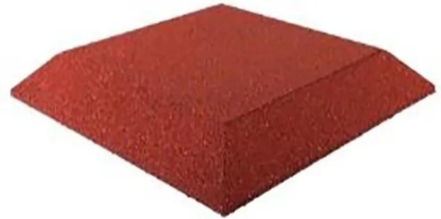 Červená gumová krajová dlaždice (roh) (V55/R00) - délka 50 cm, šířka 50 cm a výška 5,5 cm