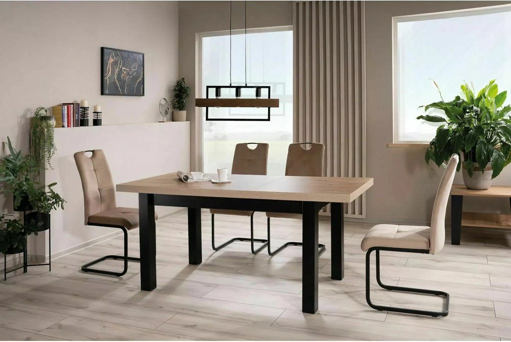 Jídelní rozkládací stůl Presto 140/218 cm dub Artisan/černý