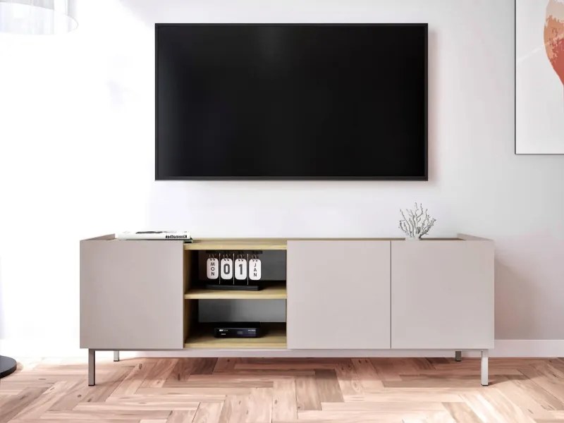 TV stolek/skřínka Rutori RO03, Barva: kašmír / kašmír + dub cremona