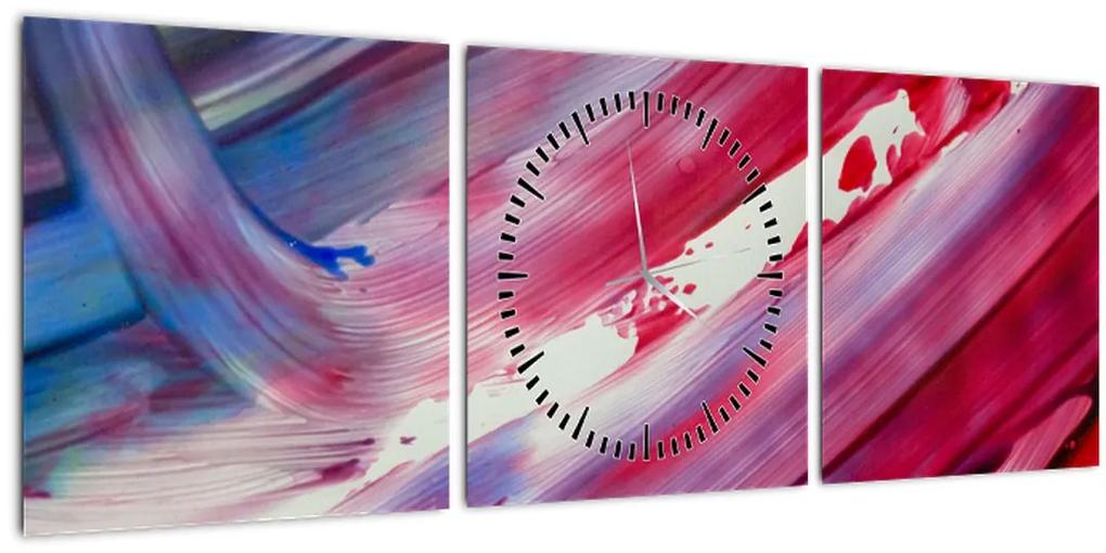 Obraz - růžovomodré barvy (s hodinami) (90x30 cm)
