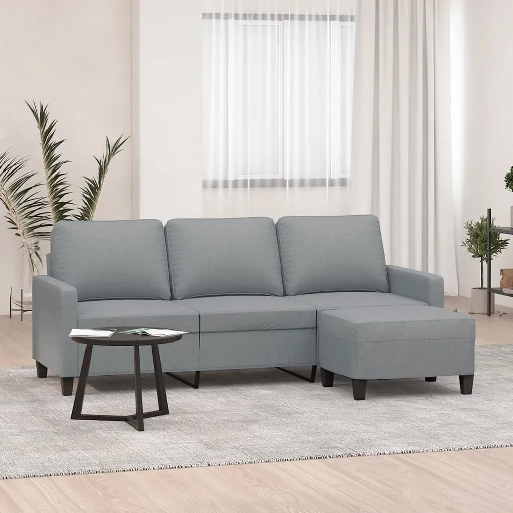 3místná pohovka s podnožkou světle šedá 180 cm textil 3201037