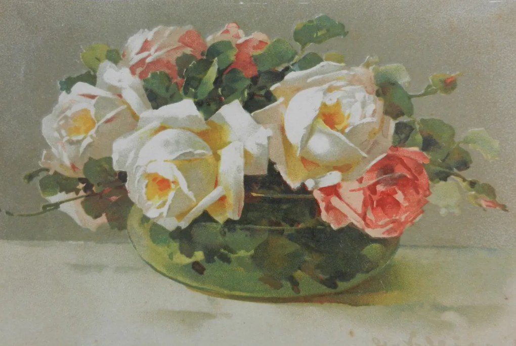 ART-STYLE Obrázek 21x31, růže ve váze I., rám sv. dub - červotoč