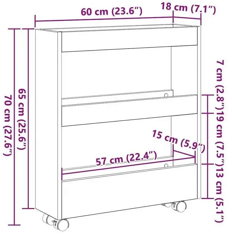 Servírovací stolek, kolečka, dřevo, černá, NoBi OSLO