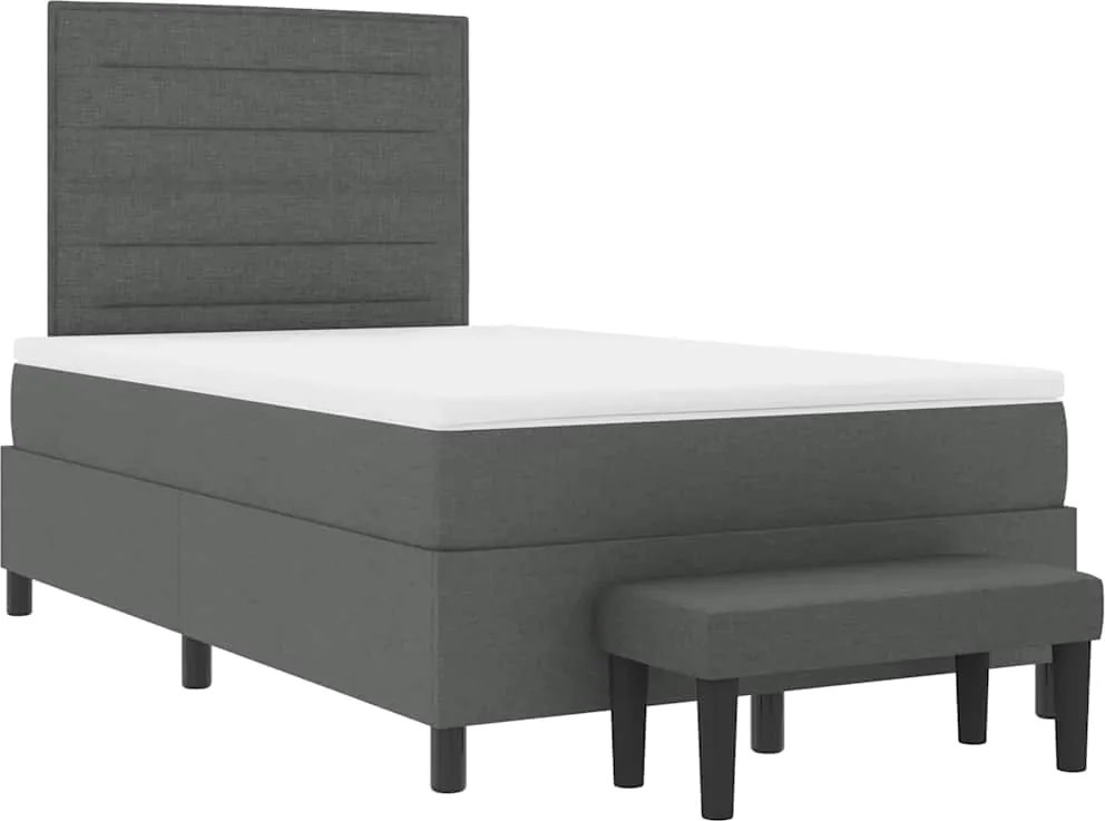 Postel s boxspringem s čelo Tmavě šedá 120 x 190 cm textil 3343975