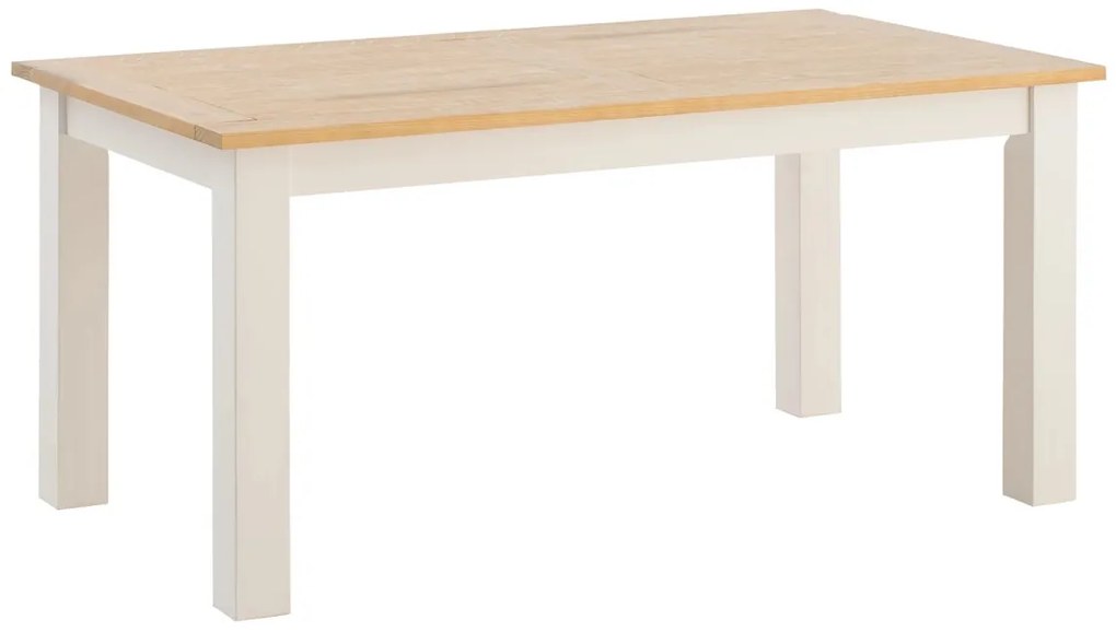 furniture-nabytek.cz - Masivní jídelní stůl Caprino z borovice a MDF, lakovaný, bílá/hnědá – 160x90 cm