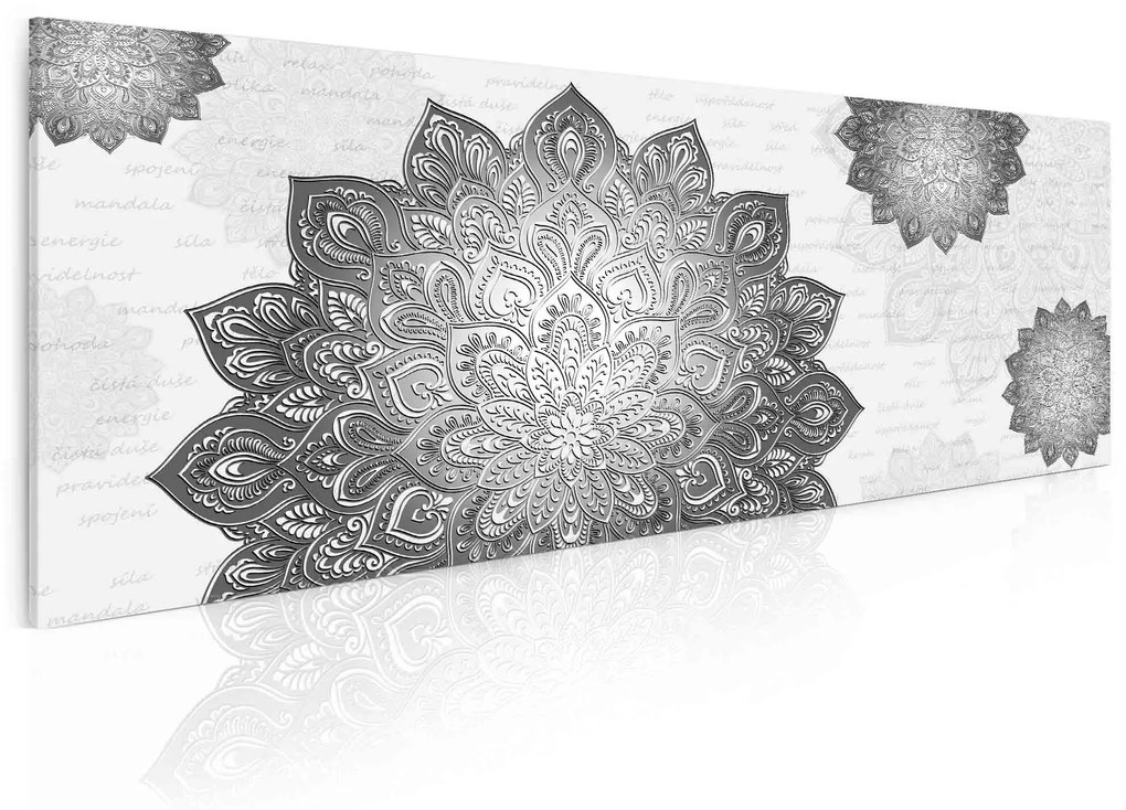 Malvis ® Obraz Mandala kovově šedá Velikost: 100x40 cm