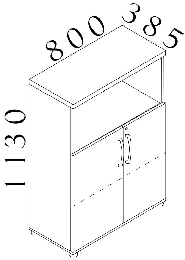 Střední skříň Visio LUX 80 x 38,5 x 113 cm, dub