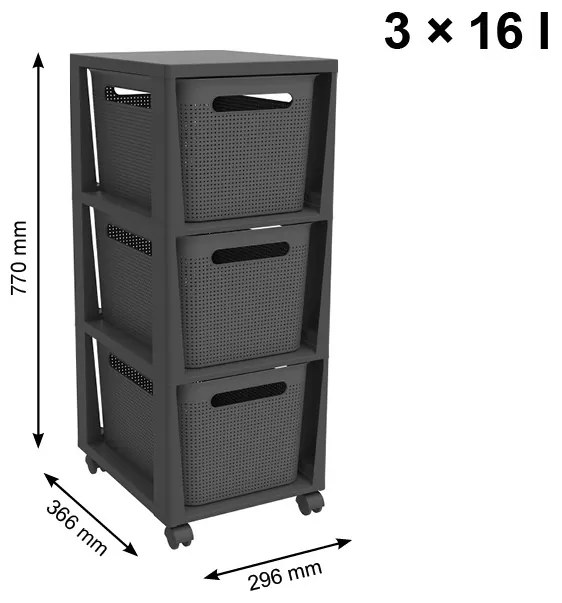 Rotho BRISEN komoda 3x16 L - antracit