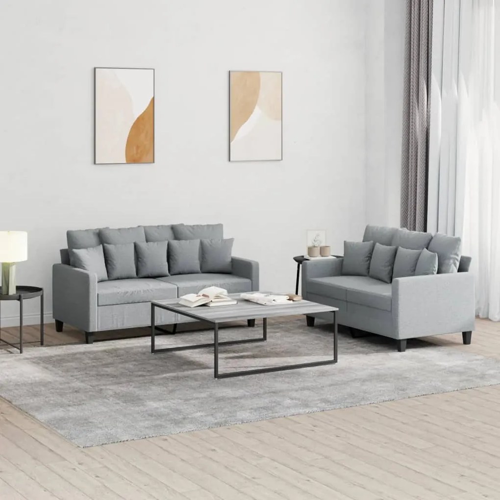 2dílná sedací souprava s poduškami světle šedá textil 3201648