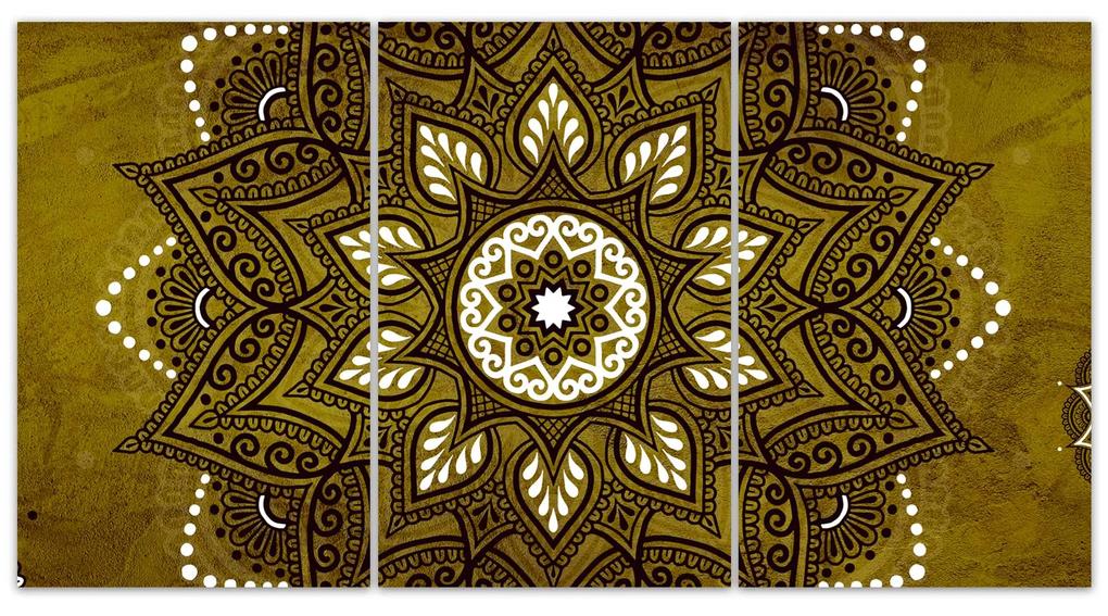 Malvis ® Obraz Kouzelná mandala zlatohnědá Velikost (šířka x výška): pětidílný obdélník - 100x45 cm
