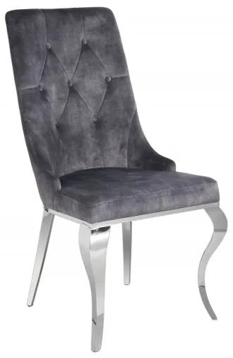 Šedostříbrná sametová židle se lvem Modern Barock