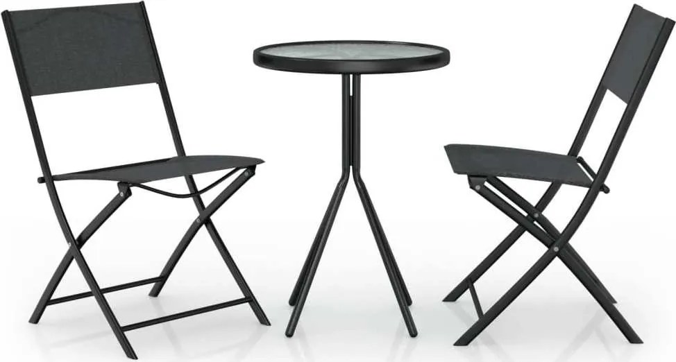 vidaXL 3dílný bistro set ocel černý [318765]