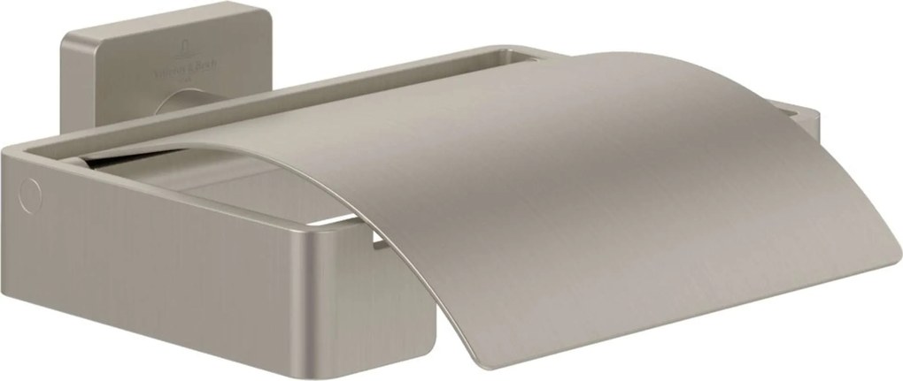 Villeroy & Boch Elements Striking - Držák toaletního papíru s krytem, matný kartáčovaný nikl TVA15201300064