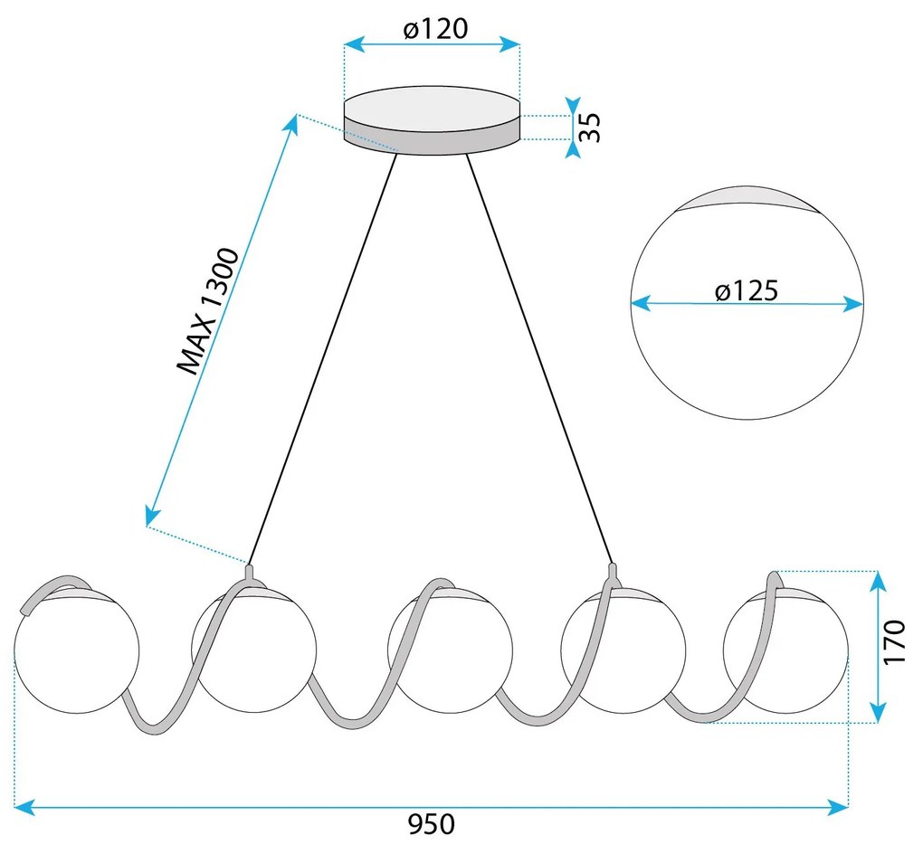 Toolight Závěsné osvětlení Modern D7 APP1780-5CP zlaté