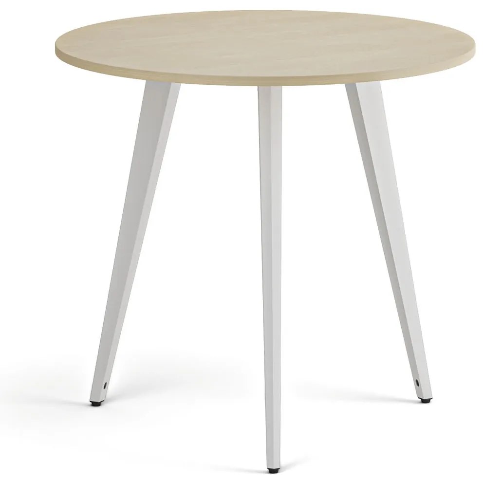 Konferenční stůl PRIMO VIBE, průměr 80 cm, bílá podnož, bříza