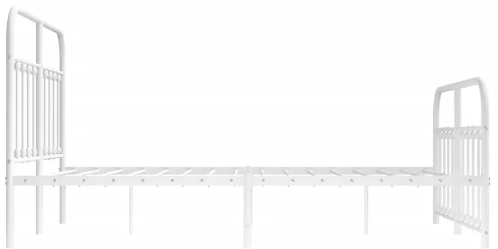 Kovový rám postele s hlavovým a nožním čelem bílý 150 x 200 cm,  352647