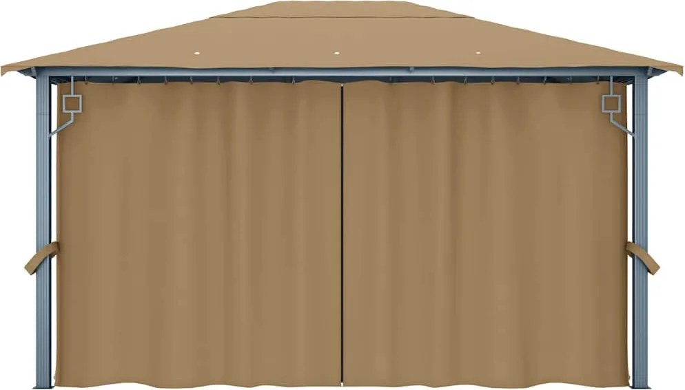Altán se závěsy 400 x 300 cm taupe hliník 313894