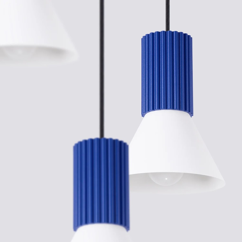 Sollux Lighting Závěsná lampa ESTRIA 3P bílá/ultramarínová