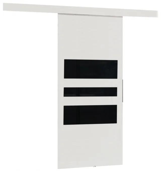 Posuvné dveře Mereno I 80, Barva: bílá + bílá + černý lacobel