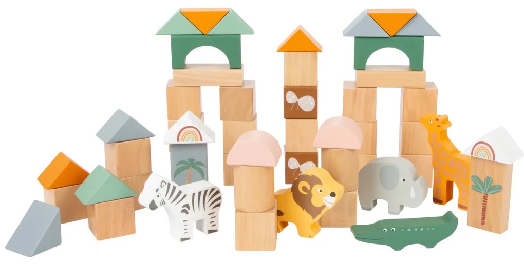small foot Dřevěné stavební kostky Safari 50 ks